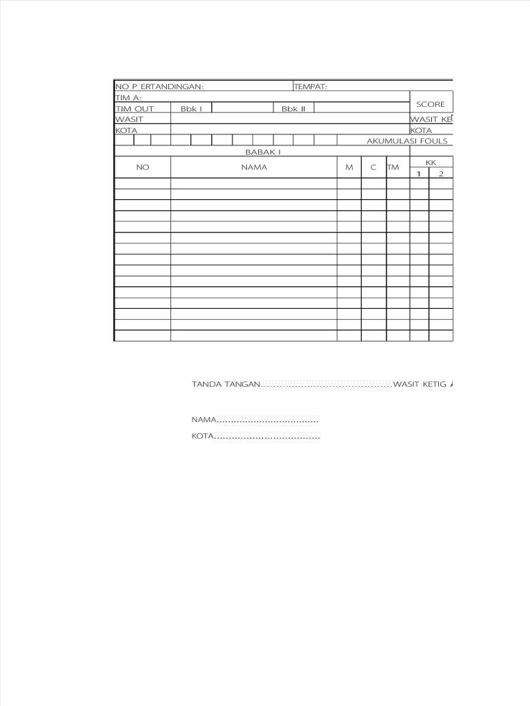 Dokumen - Tips Scoresheet-Futsal | PDF