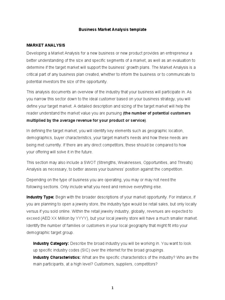 Business Market Analysis Template | PDF | Market Analysis | Swot Analysis