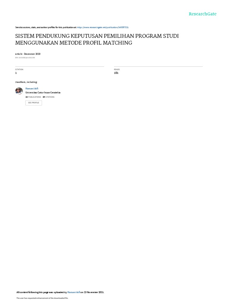 Sistem Pendukung Keputusan Pemilihan Program Studi | PDF