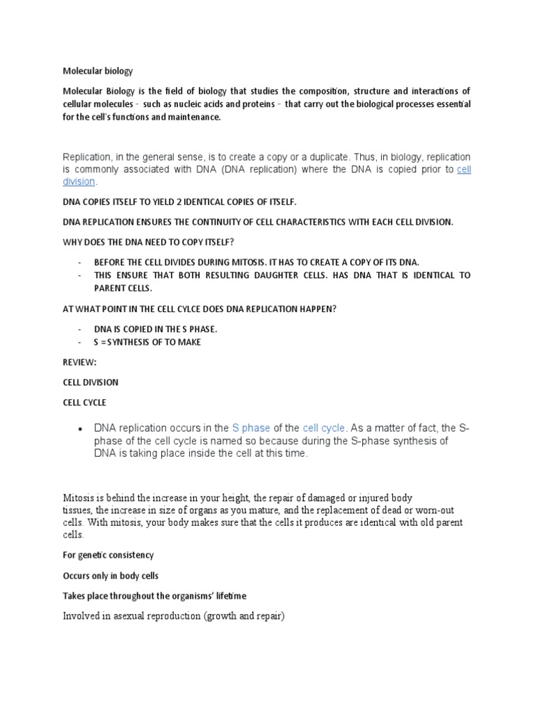 Dna Replication Notes | PDF | Dna Replication | Dna