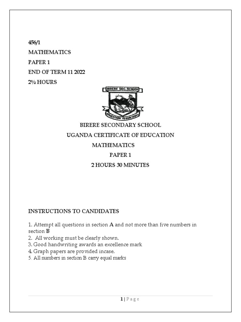 s.3 Mathematice Paper 1 | PDF | Equations | Mathematical Concepts