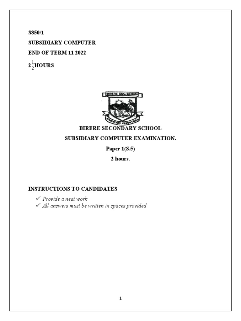 Computer s.5 End of Term Two | PDF | Computer Data Storage | Computer ...