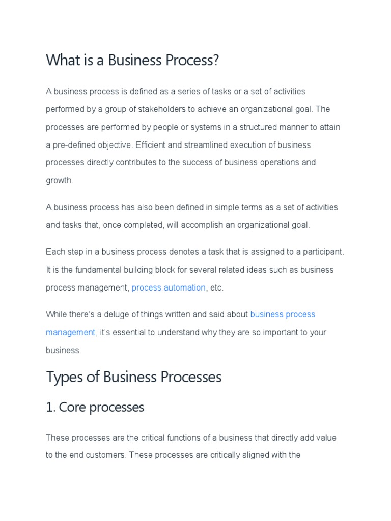 What Is A Business Process | PDF | Business Process | Enterprise ...