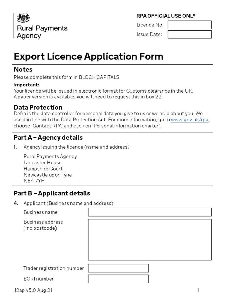 UK Export LICENSE APPLICATION FORM | PDF | License