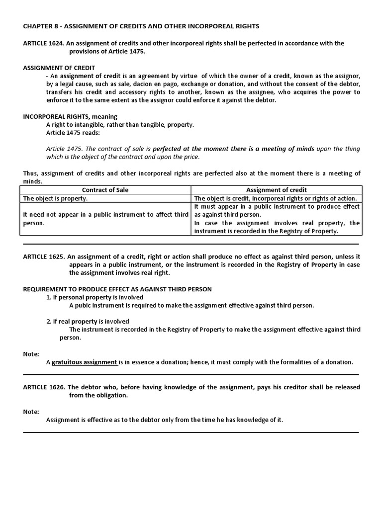 Chapter 8 | PDF | Assignment (Law) | Law Of Obligations
