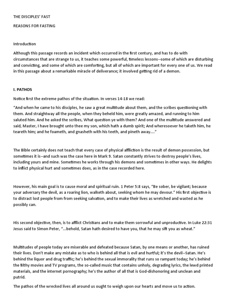 Disciples' Fast: Lessons on Faith | PDF | Jesus | Paul The Apostle