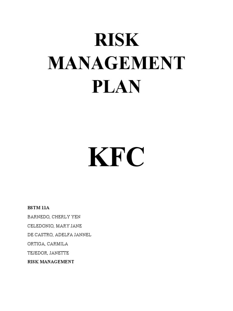 KFC Risk Management Plan Overview | PDF | Business