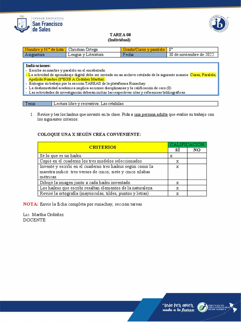 Tarea 8 LOS HAIKUS | PDF