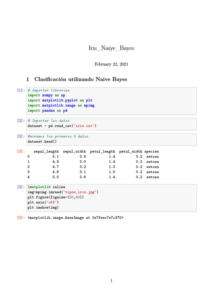 Iris Naiye Bayes | PDF | Datos | Tipos de datos estadísticos