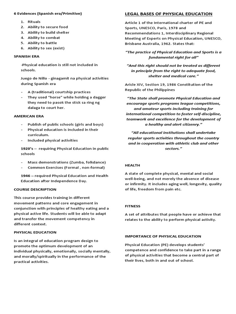 6 Evidences Physical Education Legal Bases | PDF | Skeletal Muscle ...