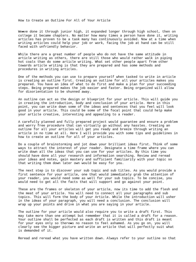 How To Create An Outline Of An Article
