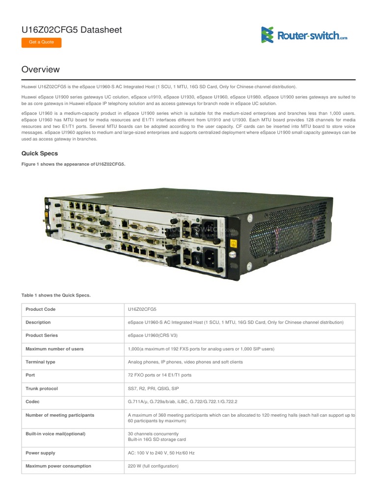 U16z02cfg5 Datasheet | PDF | Session Initiation Protocol | Internet Protocols