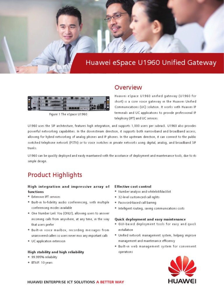 Huawei Espace U1960 Unified Gateway Datasheet | PDF | Session ...