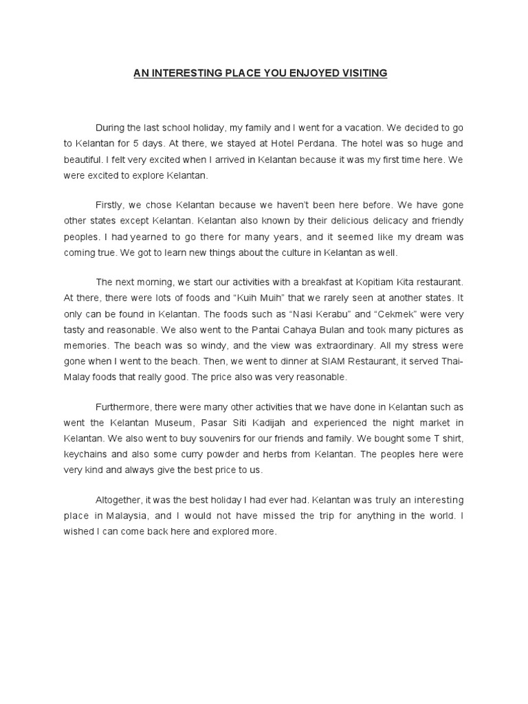 Student's Kelantan Vacation | PDF