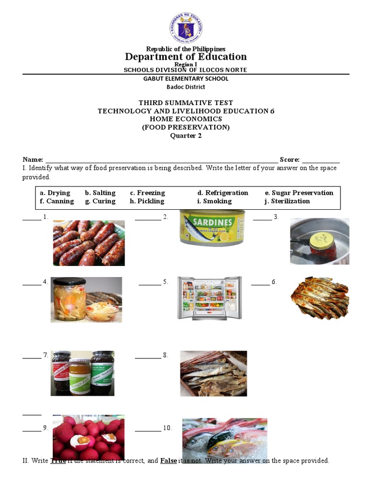q2 - Third Summative Test-Tle He6 | PDF | Foods | Food Preservation