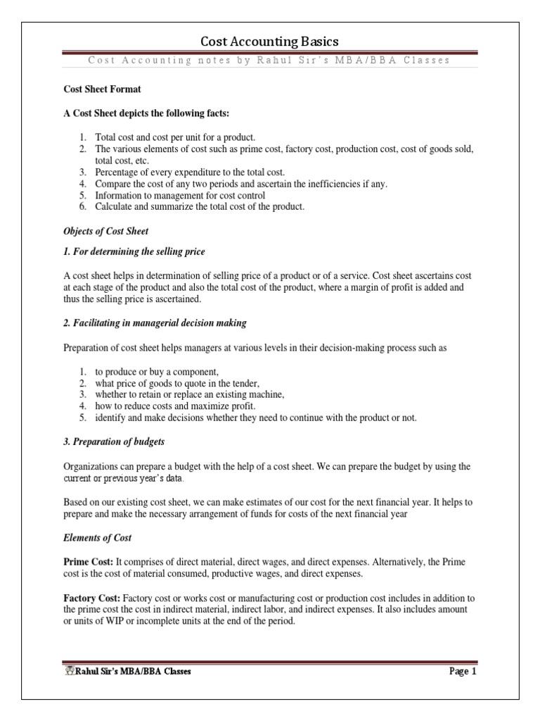 Cost Accounting Fundamentals Explained | PDF | Cost Accounting | Cost ...