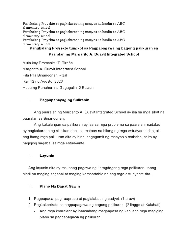 Panukalang Proyekto | PDF