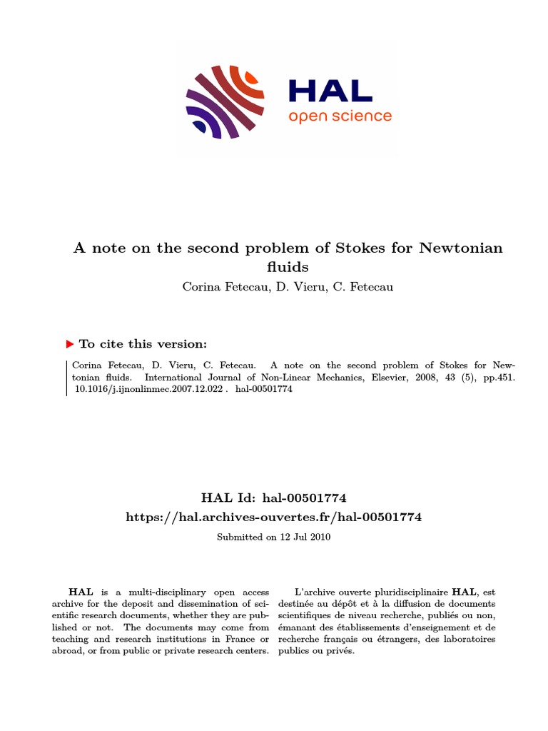 Stokes Second Problem by Laplace Transform | PDF | Viscosity | Oscillation