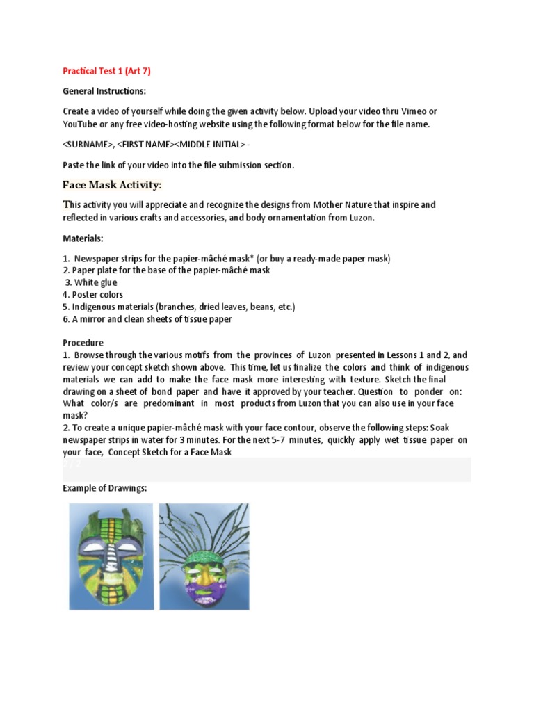 Practical Test (Art) | PDF