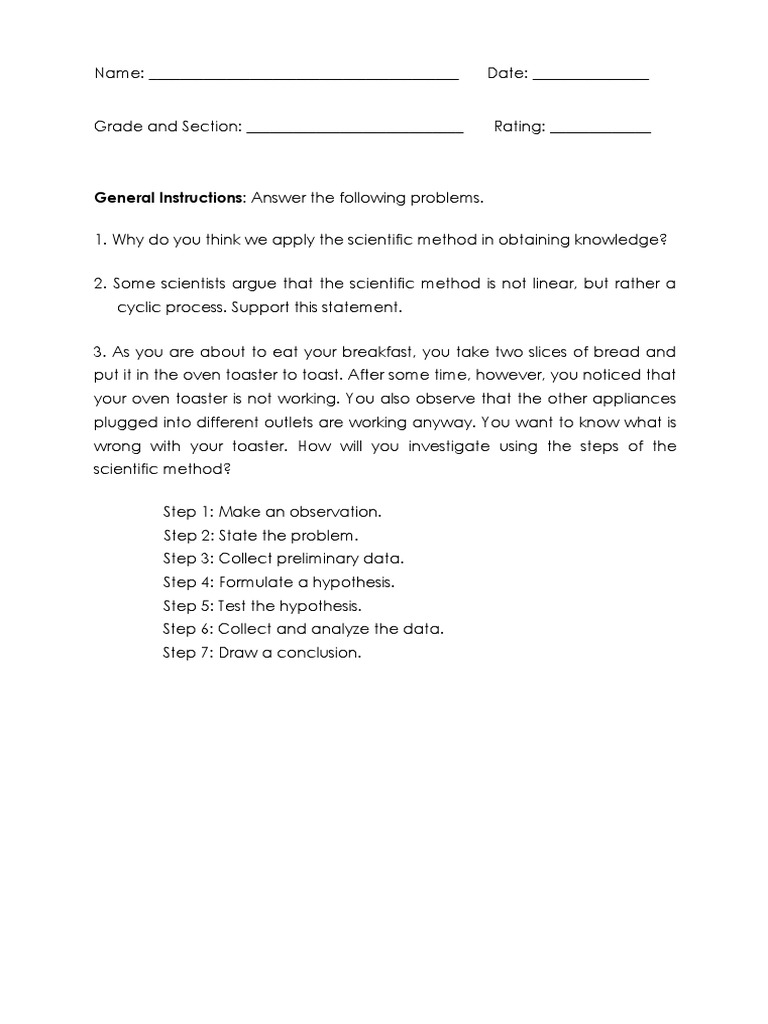 Scientific Method Worksheet 1 | PDF