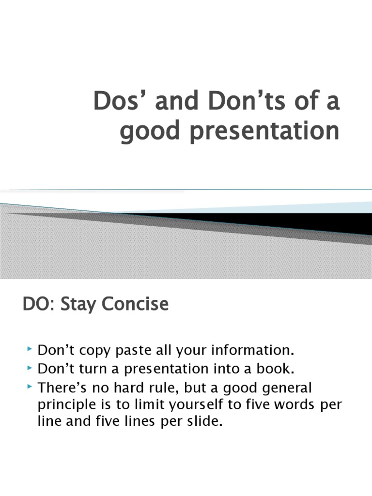 Dos' and Don'Ts of A Good Presentation | PDF