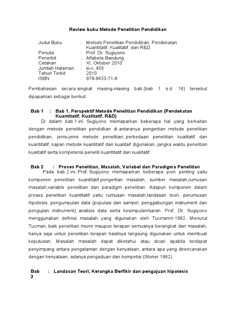 Review Buku Metode Penelitian Pendidikan | PDF | Karier & Perkembangan | Sains & Matematika