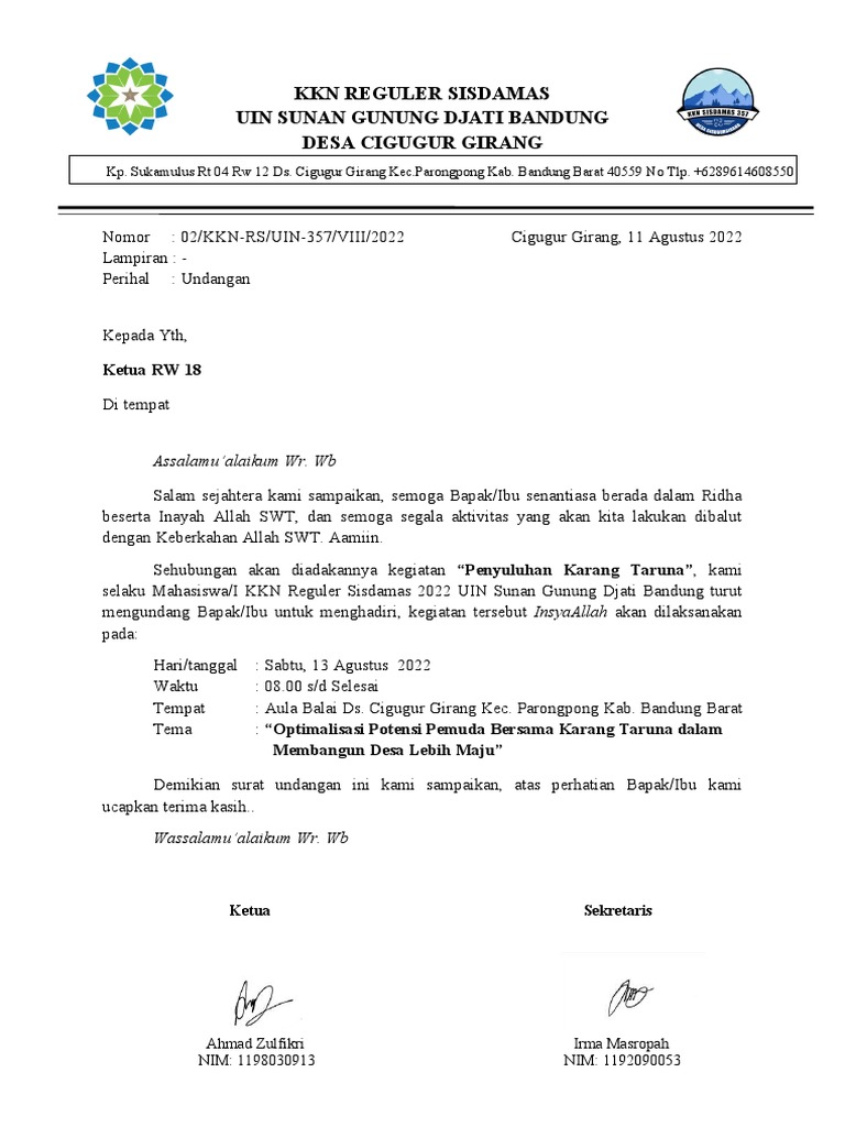 Surat RW 18 | PDF
