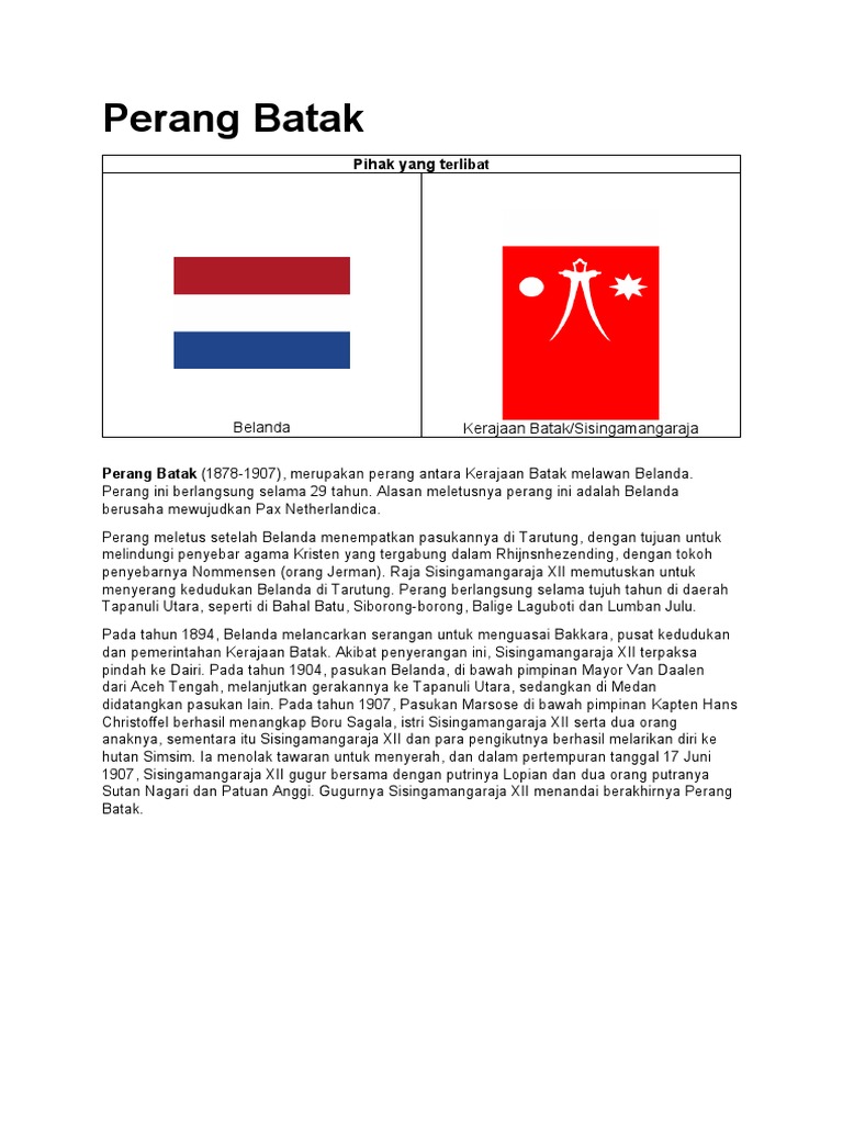 Sejarah Perang Batak 1878-1907 | PDF