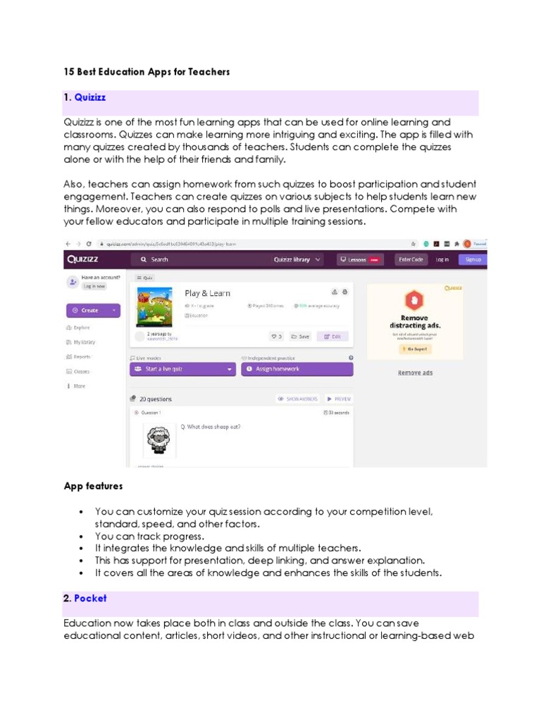 15 Best Education Apps For Teachers | PDF | Educational Technology ...