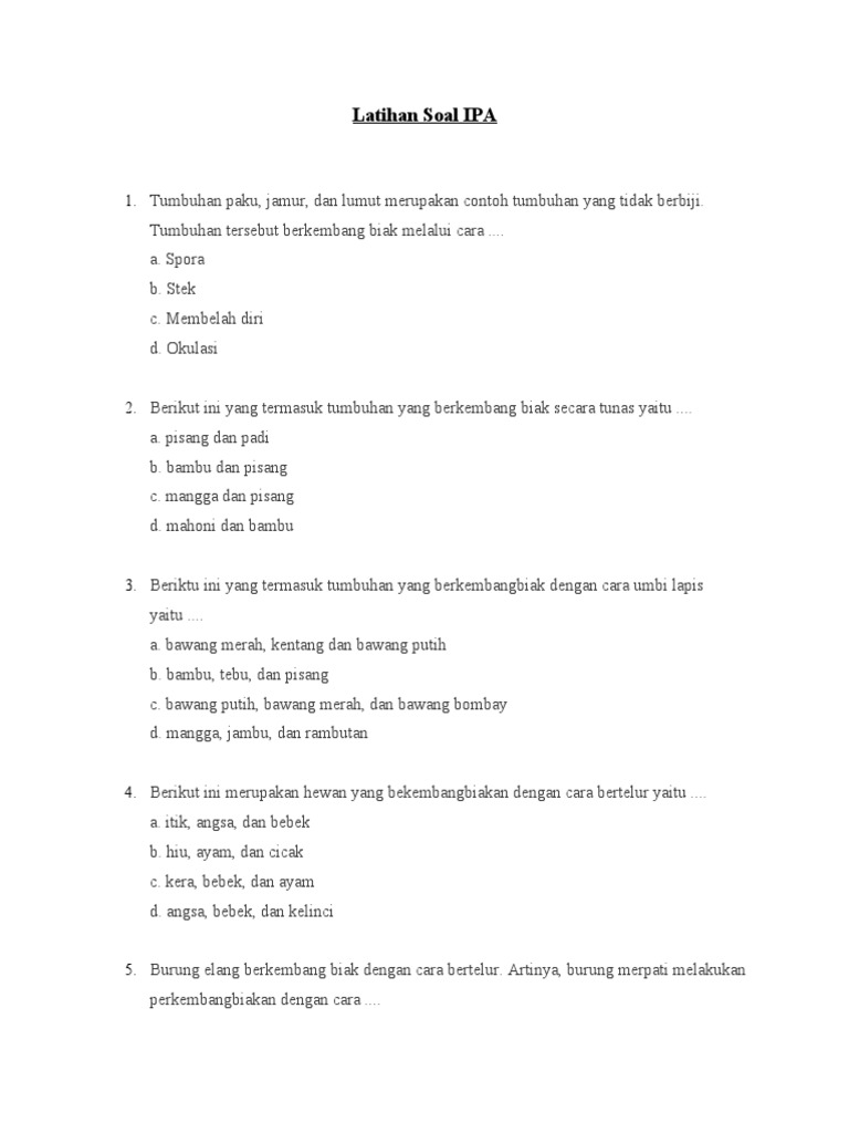 Latihan Soal IPA Kelas 6 | PDF