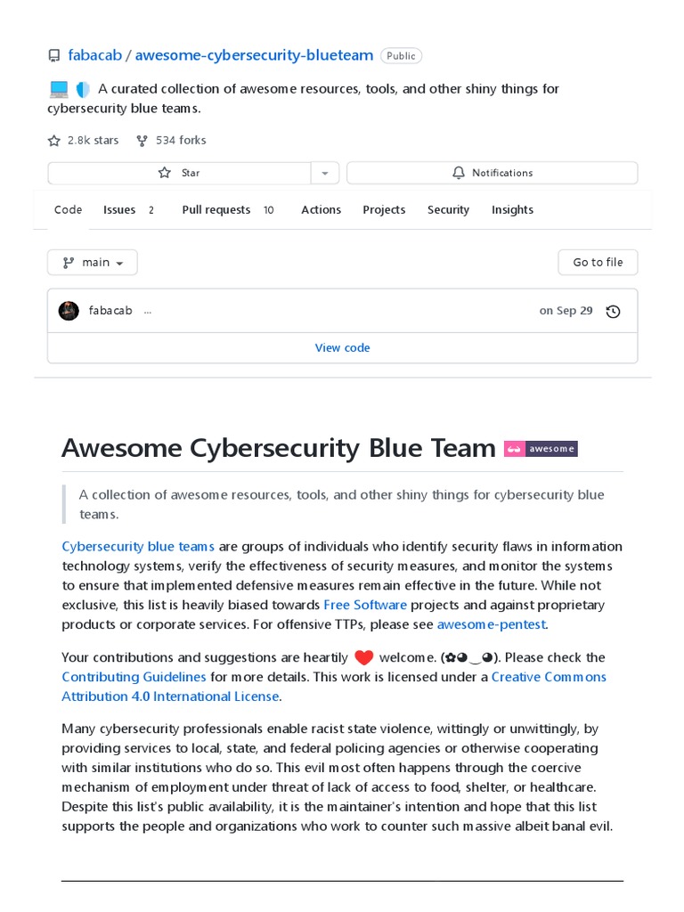 GitHub Fabacab Awesome Cybersecurity Blueteam ? A Curated Collection ...