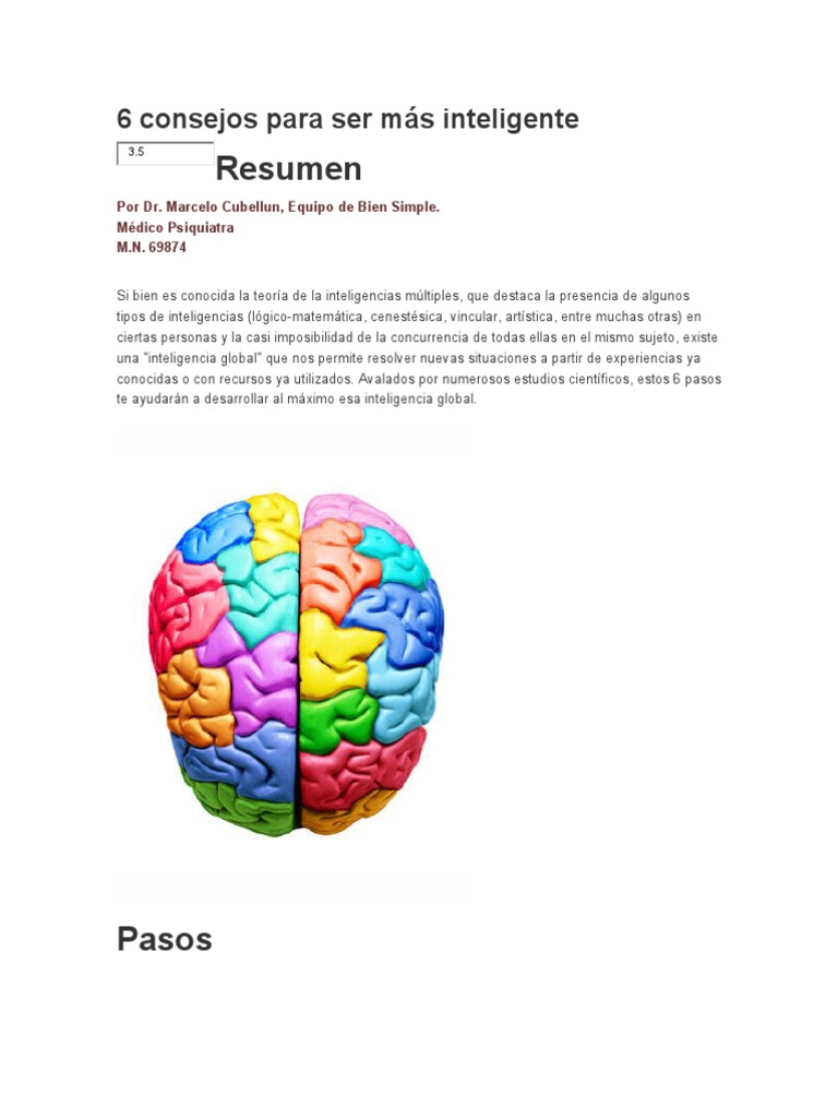6 Consejos para Ser Más Inteligente | PDF | Cerebro | Memoria