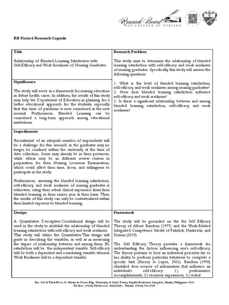4NUR4 GRP5 Form 6 Research Capsule | PDF | Self Efficacy | Psychology