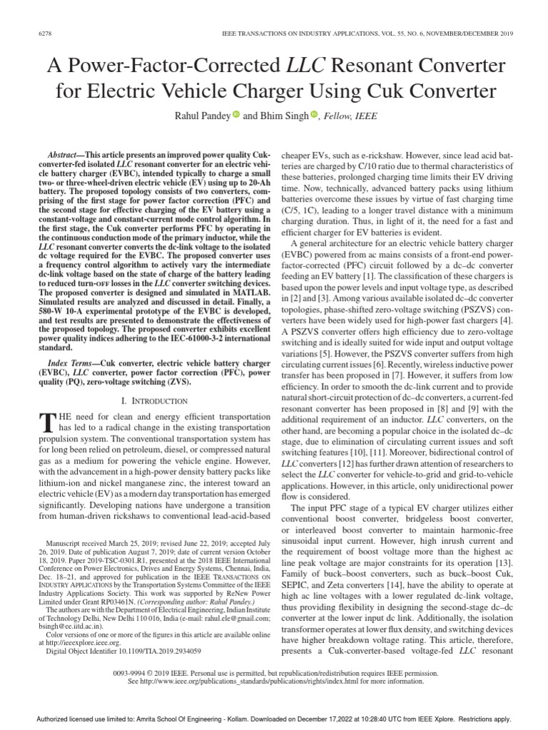A Power-Factor-Corrected LLC Resonant Converter For Electric Vehicle ...