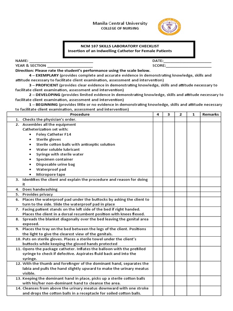 Checklist | PDF | Catheter | Clinical Medicine
