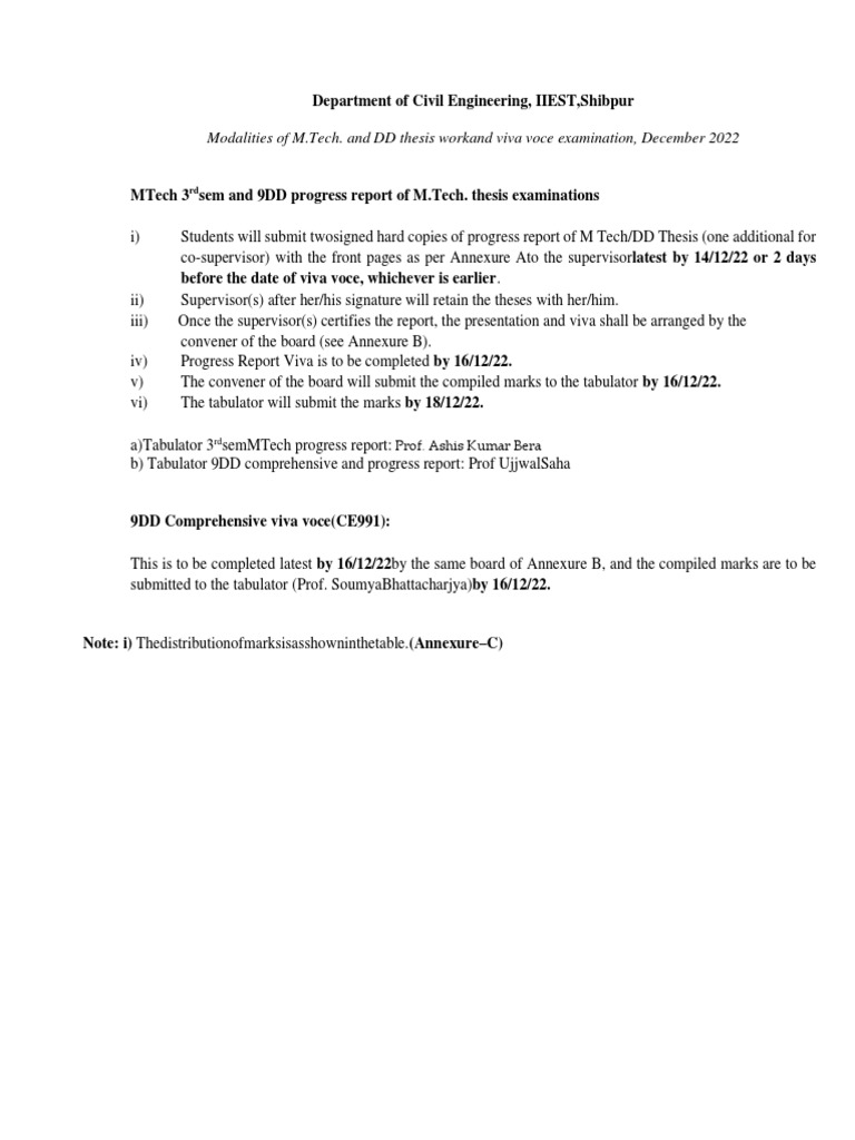 M.tech. 3rd Semester Progress Report - Notification - 01-12-2022 | PDF | Thesis | Science