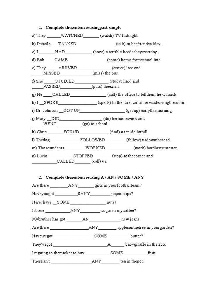 Quantifiers and Irregular Verbs | PDF