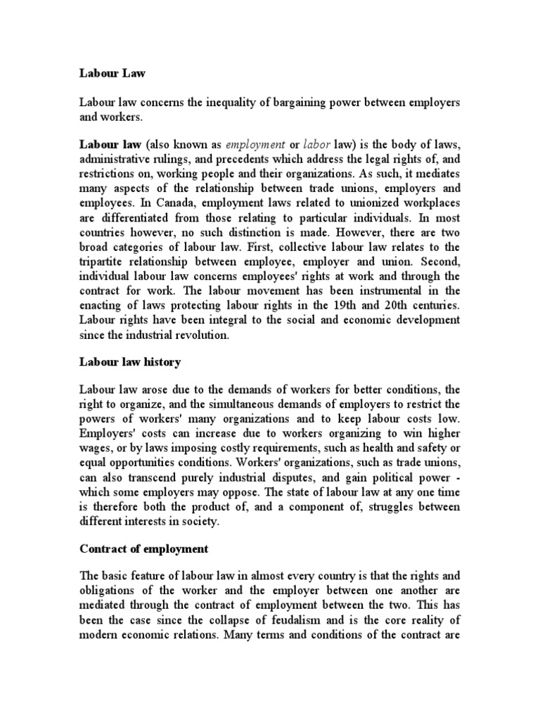 Labour Law | Download Free PDF | Labour Law | Employment