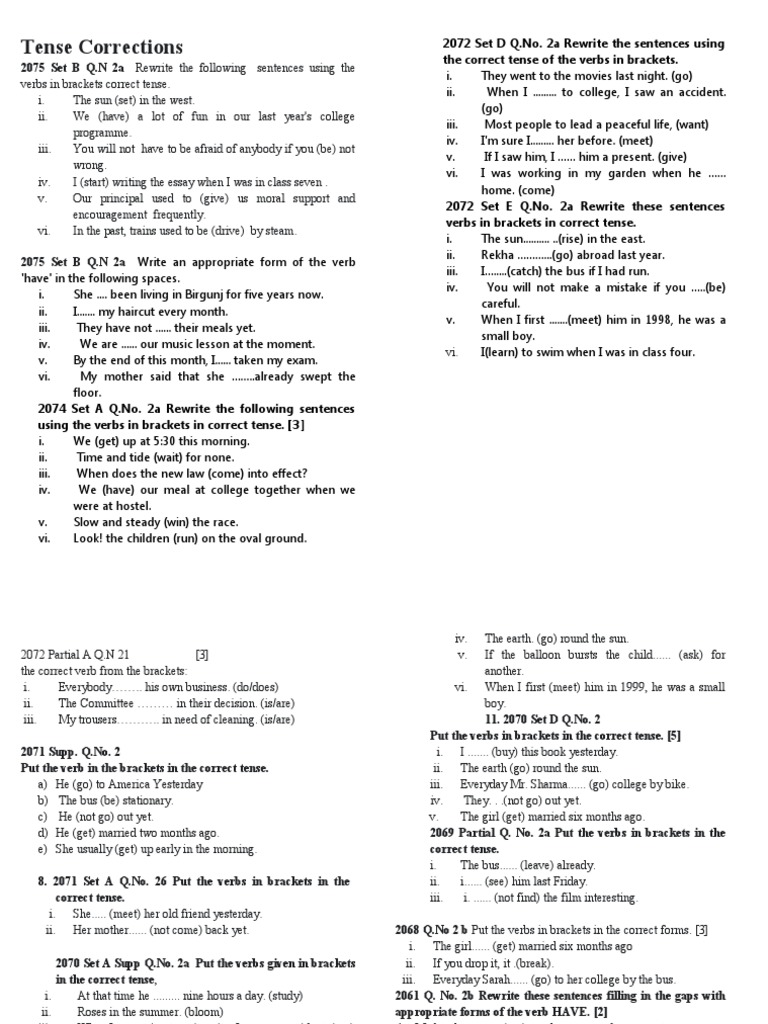 Accurate Verb Tense Transformations for Multiple Grammar Questions | PDF | Linguistic Morphology ...