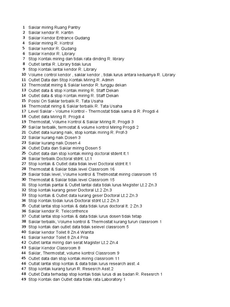 Closing Defect List | PDF