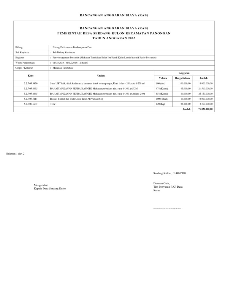 Penyusunan Rencana Rab | PDF