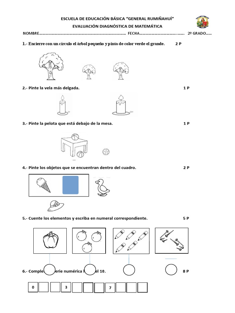 Evaluación Diagnóstica de Matemáticas 2º Grado | PDF