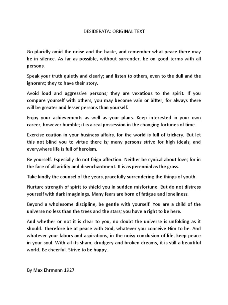DESIDERATA | PDF