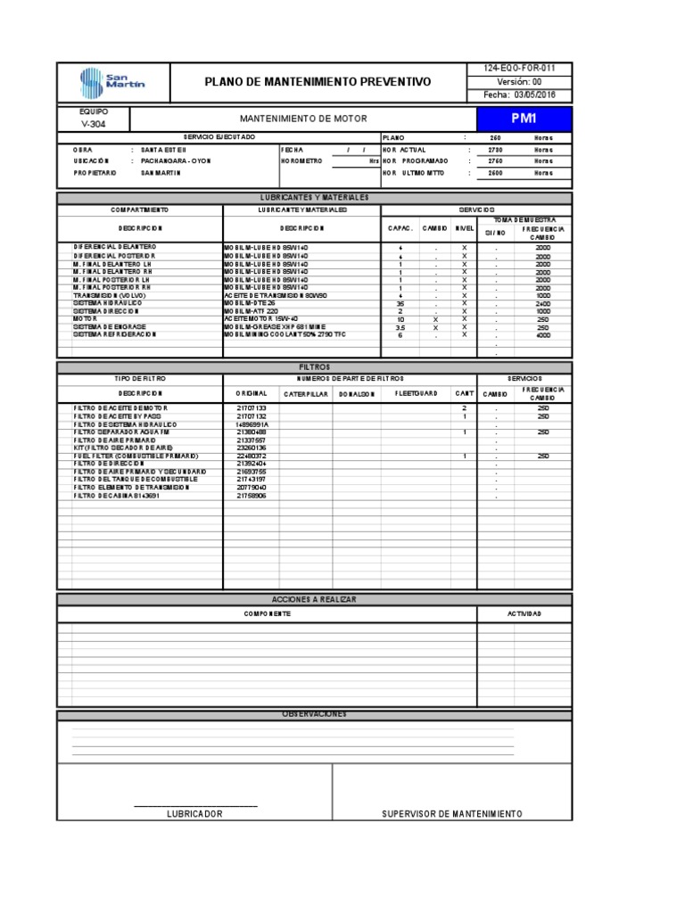Plano de Mantto | PDF | Vehículos | Bienes manufacturados