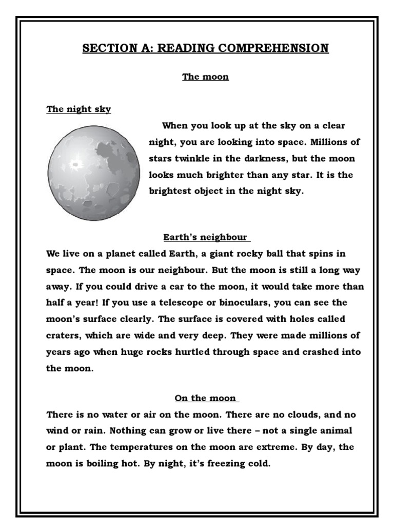 Moon Reading Comprehension for Grade 6 | PDF | Moon | Sky