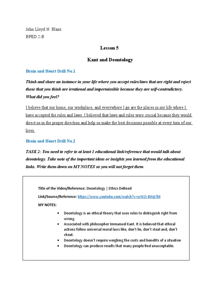 Understanding Deontology And Ethics Pdf Self Improvement Science