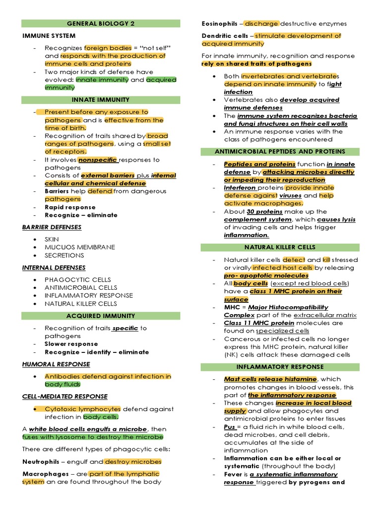 Bio 2 Quiz Reviewer | PDF | Immune System | Innate Immune System