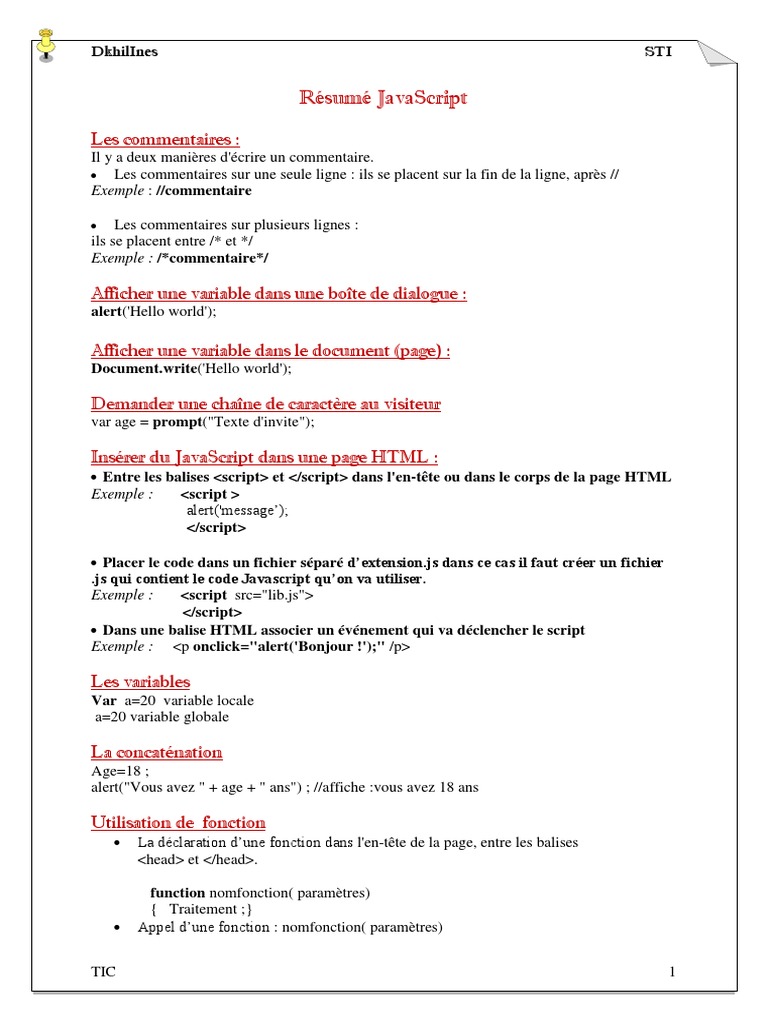 Resumé Javascript | PDF | JavaScript | Html