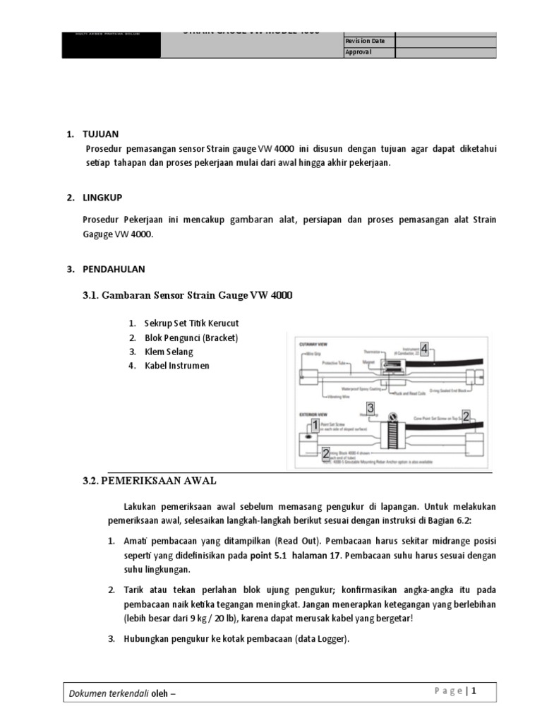 SOP Pemasangan Strain Gauge VW MODEL 4000 | PDF