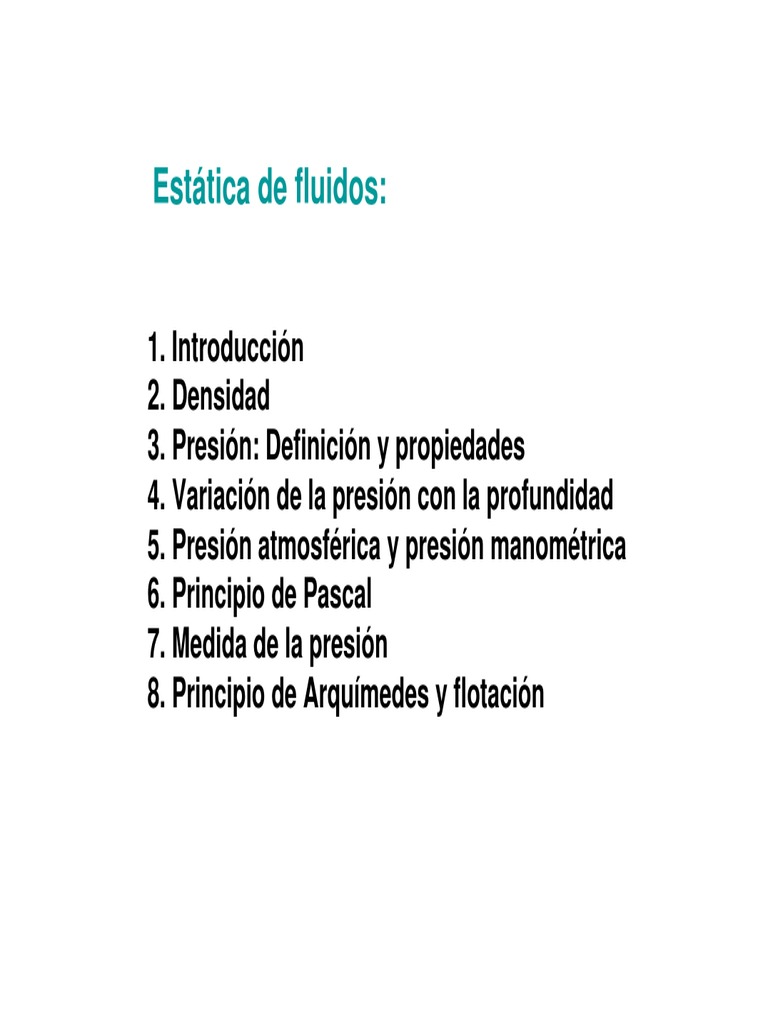 Estatica Fluids | PDF | Presión | Medida de presión